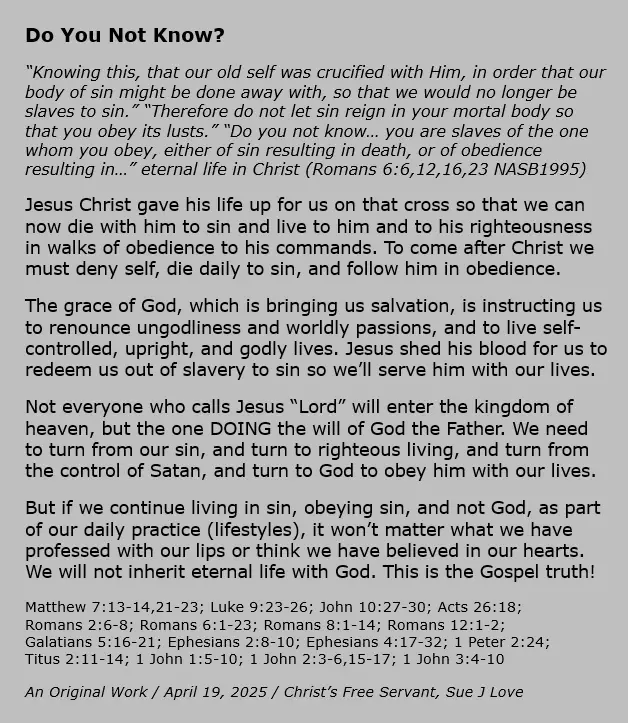 Do You Not Know? | Christian Forums
